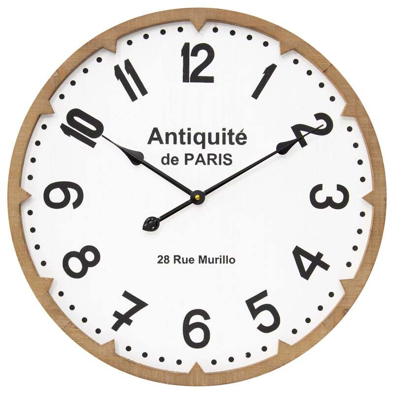 Buy 60 cm Large Clock Round Silent Wood Art Room Décor 'Antique de ...