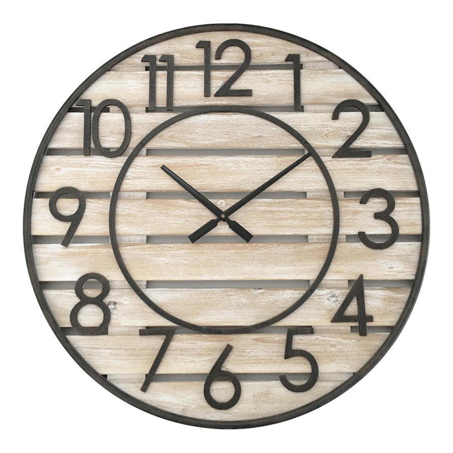 Buy Willow & Silk 70 cm Wood Panel Wall Clock - MyDeal Australia