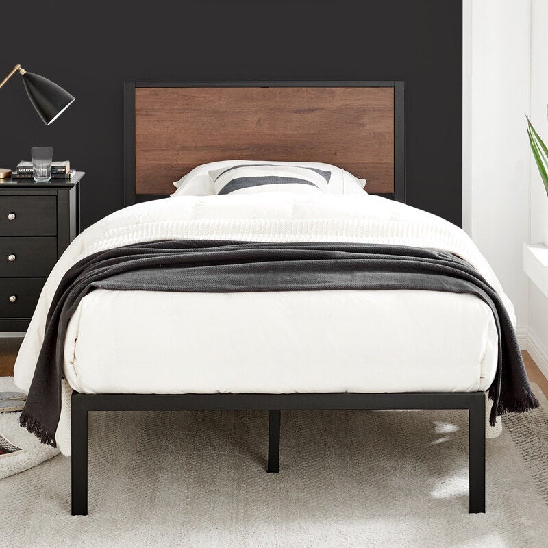 Buy DukeLiving Carter Industrial Platform Bed Frame with Headboard ...