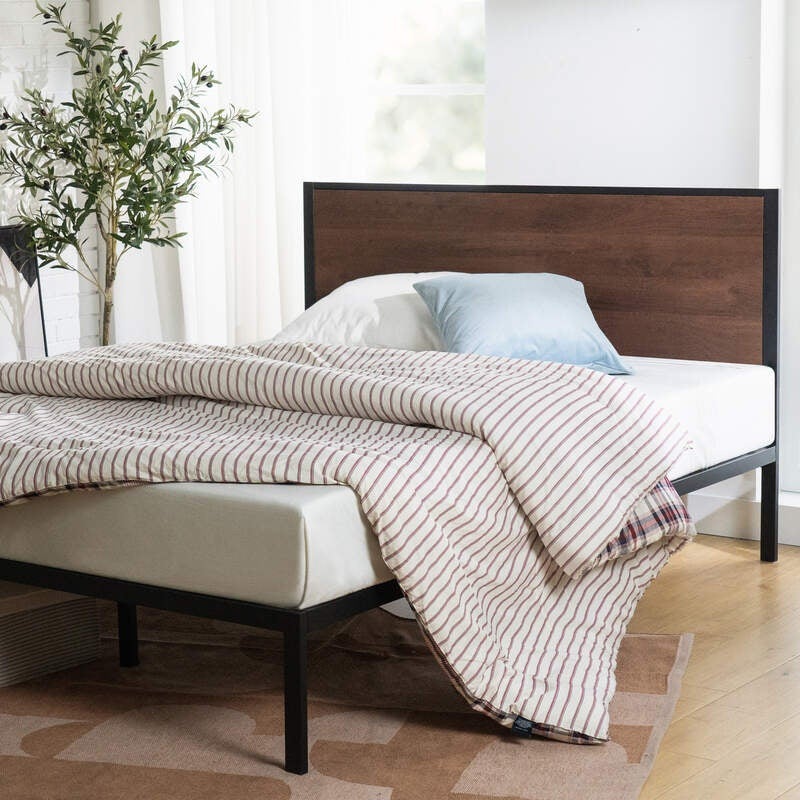 Buy DukeLiving Carter Industrial Platform Bed Frame with Headboard ...