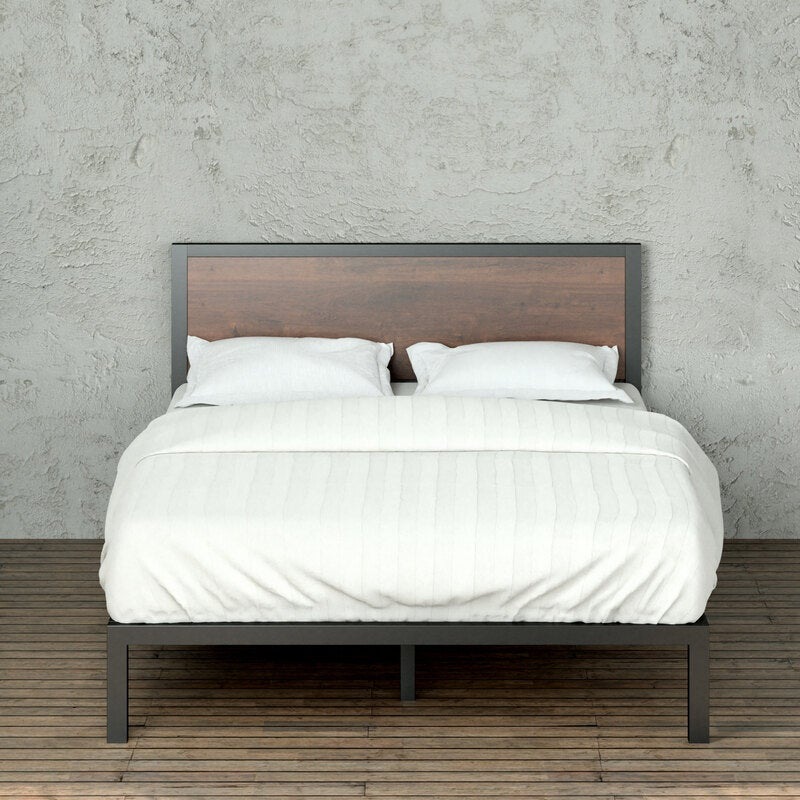 Buy DukeLiving Carter Industrial Platform Bed Frame with Headboard ...