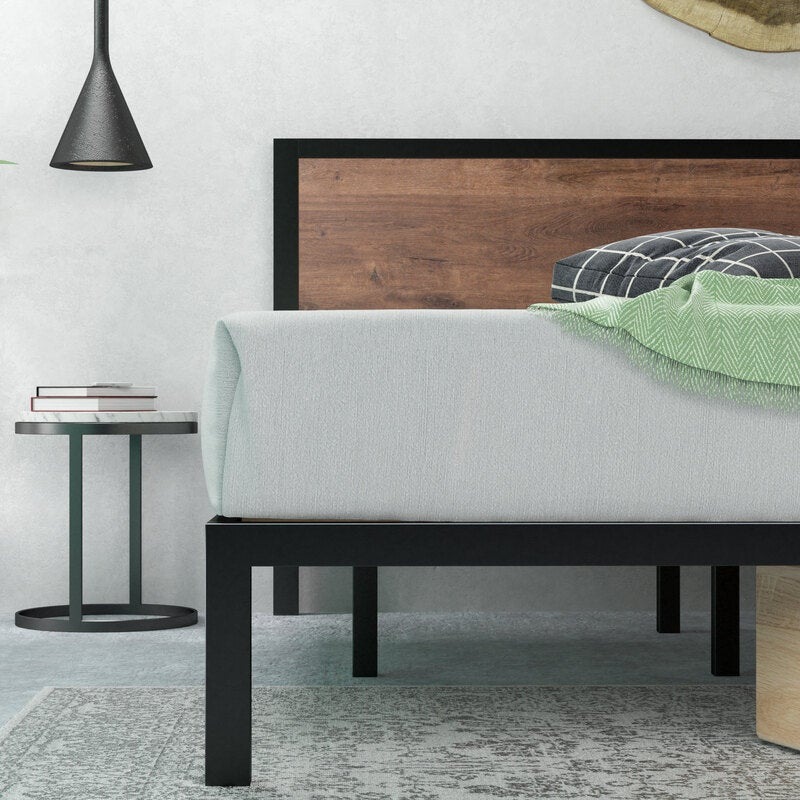 Buy DukeLiving Carter Industrial Platform Bed Frame with Headboard ...