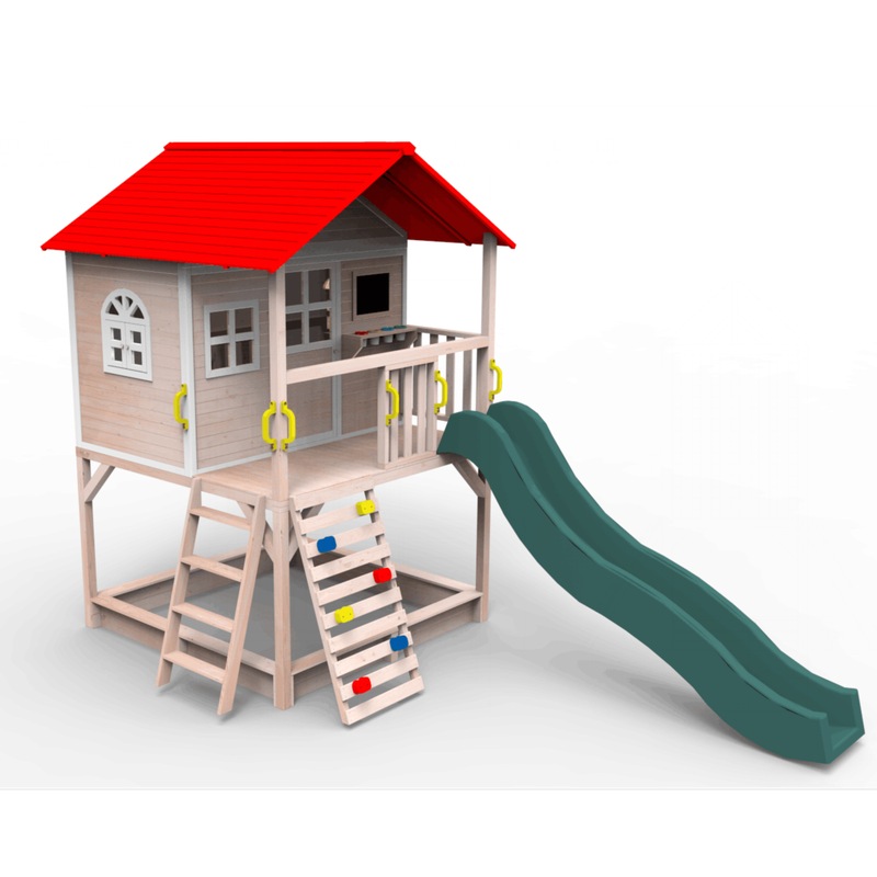 Buy Outdoor Wooden Tower Kids Play Cubby House Cubbyhouse Sandpit Slide ...