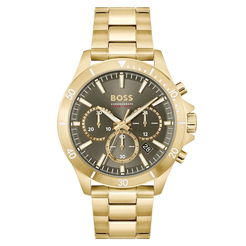 Buy Hugo Boss Gold Steel Olive Green Dial Chronograph Men's Watch ...