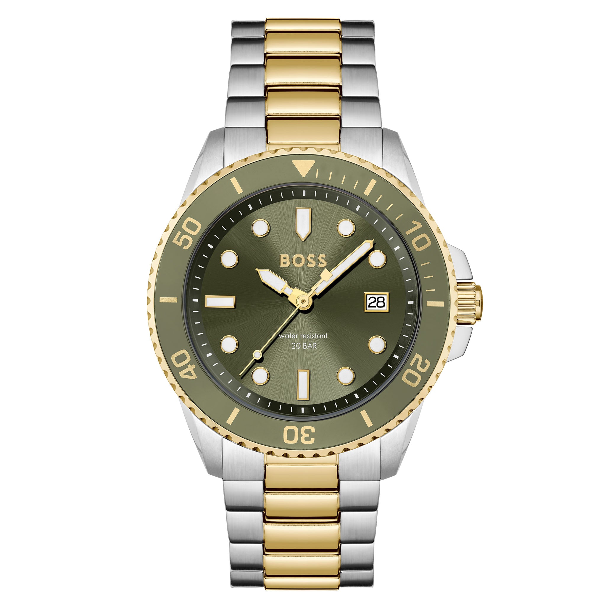 Buy Hugo Boss Gold Steel Olive Green Dial Men's Watch - 1514011 ...