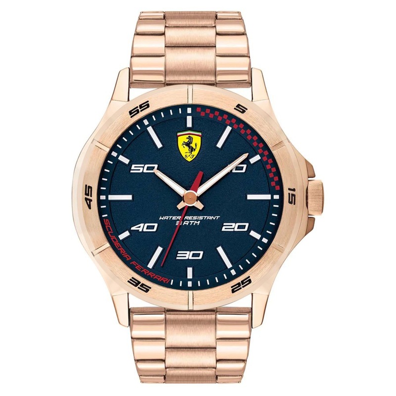 Buy Scuderia Ferrari Rose Gold Steel Blue Dial Men's Watch - 830816 ...