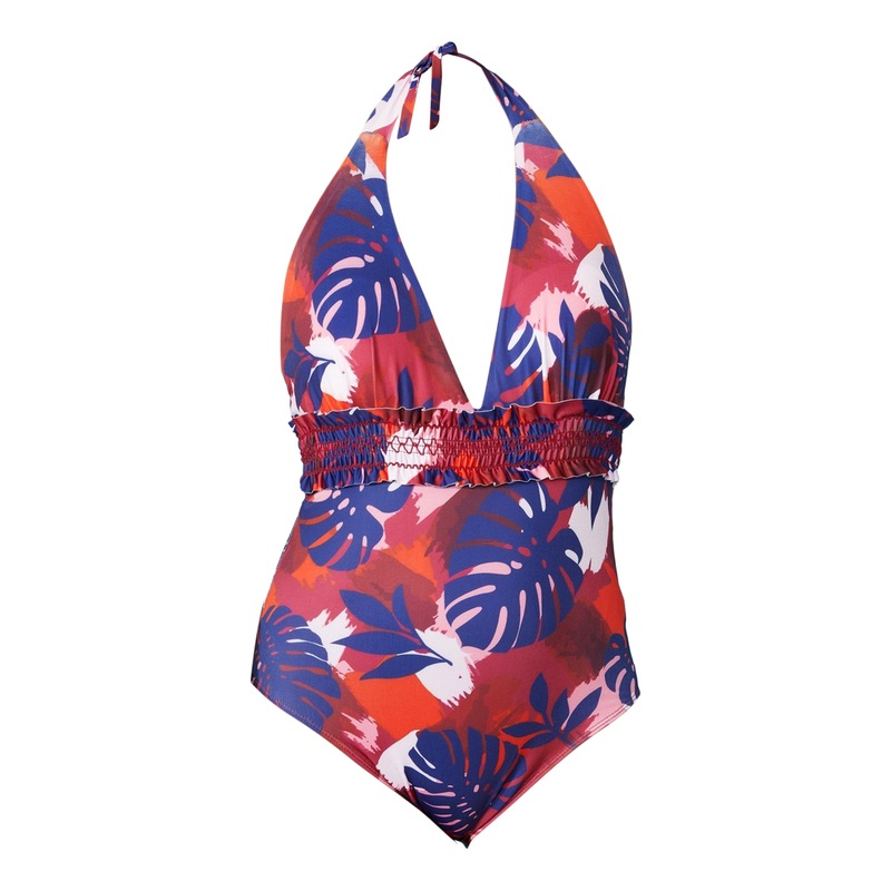 Buy Debenhams Womens Ladies Leaf Print Shirred One Piece Swimsuit - Mydeal