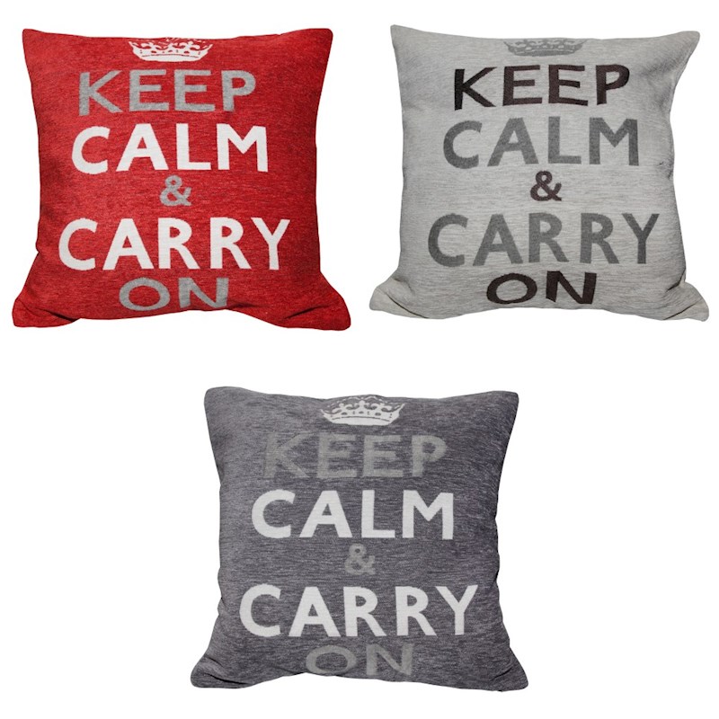 Buy Keep Calm And Carry On Chenille Cushion Cover (Cushion Pad Not ...