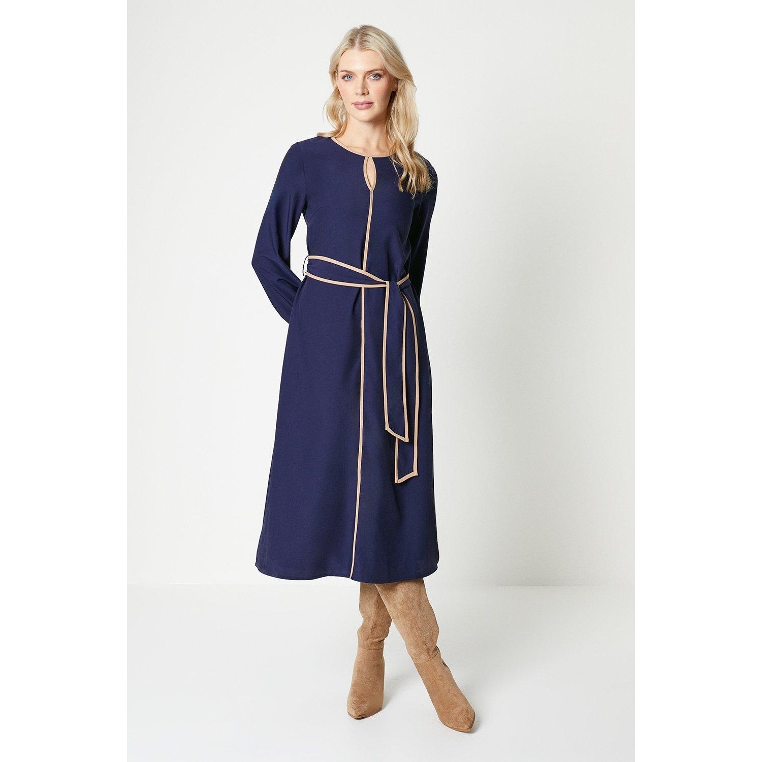 Buy Principles Womens/Ladies Premium Belted Contrast Piping Midi Dress ...