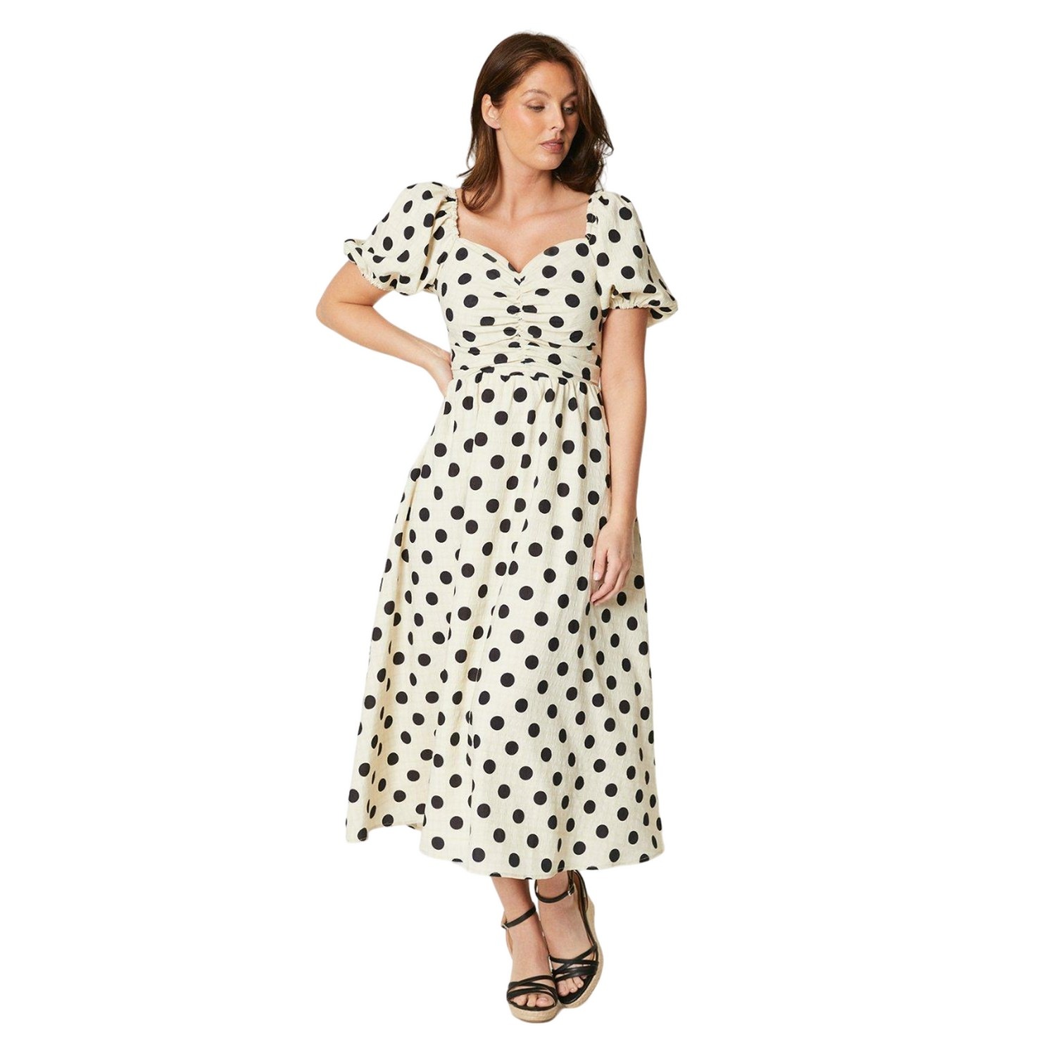 Buy Principles Womens/Ladies Spotted Puff Sleeve Midi Dress - MyDeal ...