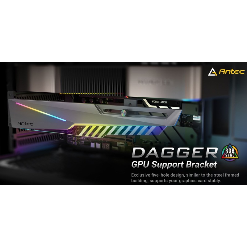 Buy Antec GPU Bracket Dagger Black ARGB 5V 3-Pin. 5 holes. Horizontal ...