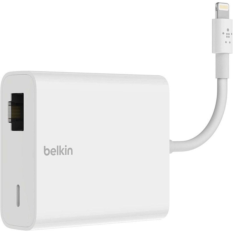 Buy Belkin Ethernet + Power Adapter with Lightning connector - White ...