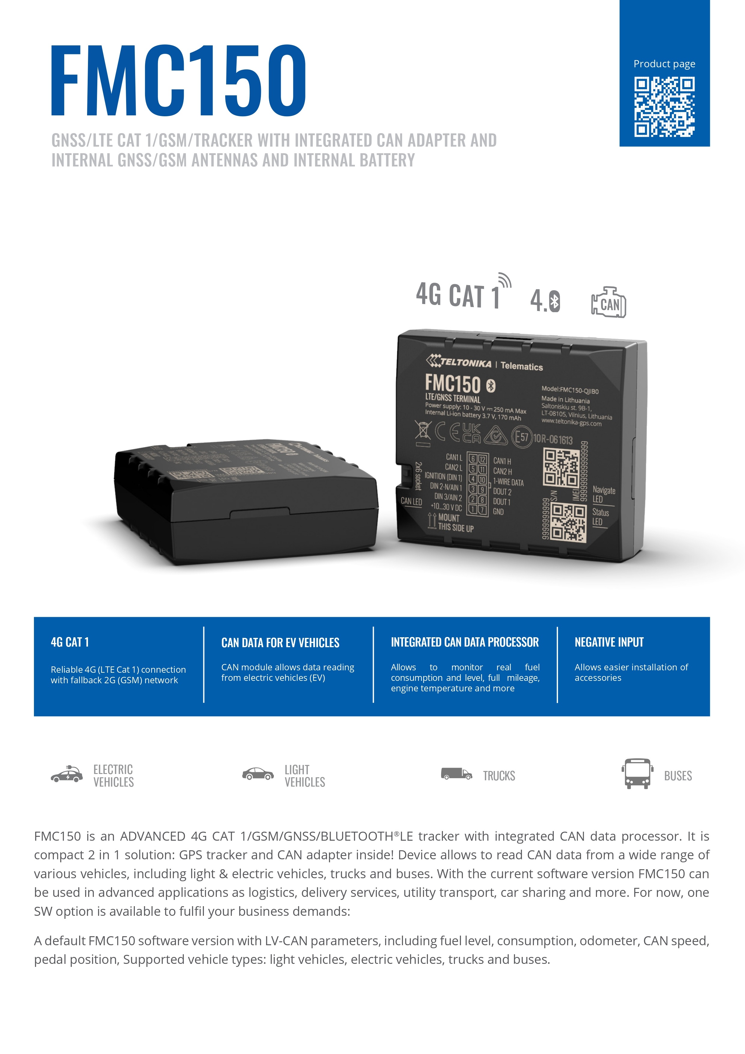 Buy Teltonika FMC150 - Advanced 4G LTE Cat 1 GPS tracker with ...