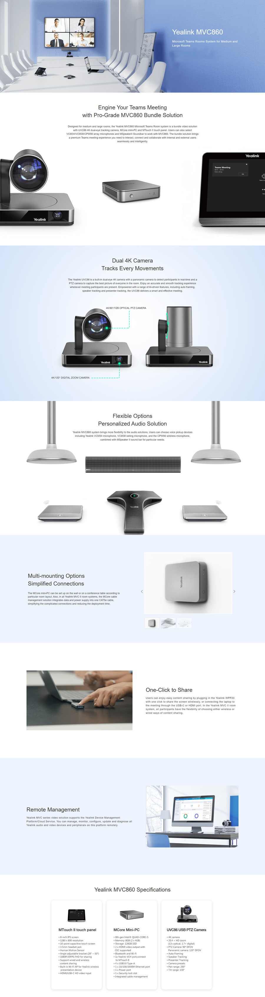 Buy Yealink MVC860 Windows based MTR, MCore Pro, 8" Touch Screen, UVC86 ...