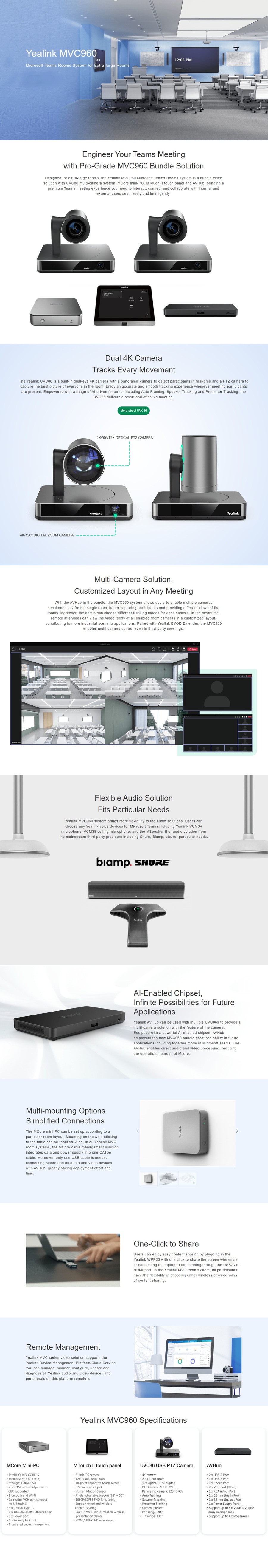 Buy Yealink MVC940 Windows based MTR, MCore Pro, AVHub, 8" Touch Screen ...