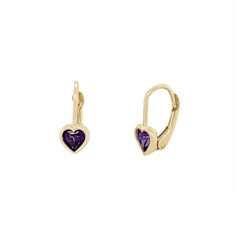 Buy Bevilles 9ct Yellow Gold Heart Hoop Earrings with Cubic Zirconia ...