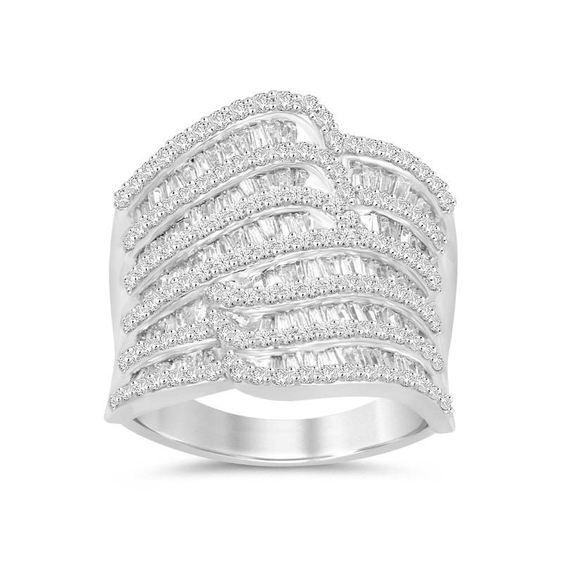 Buy Bevilles Baguette Channel Dress Ring with 2.00ct of Diamonds in 9ct ...