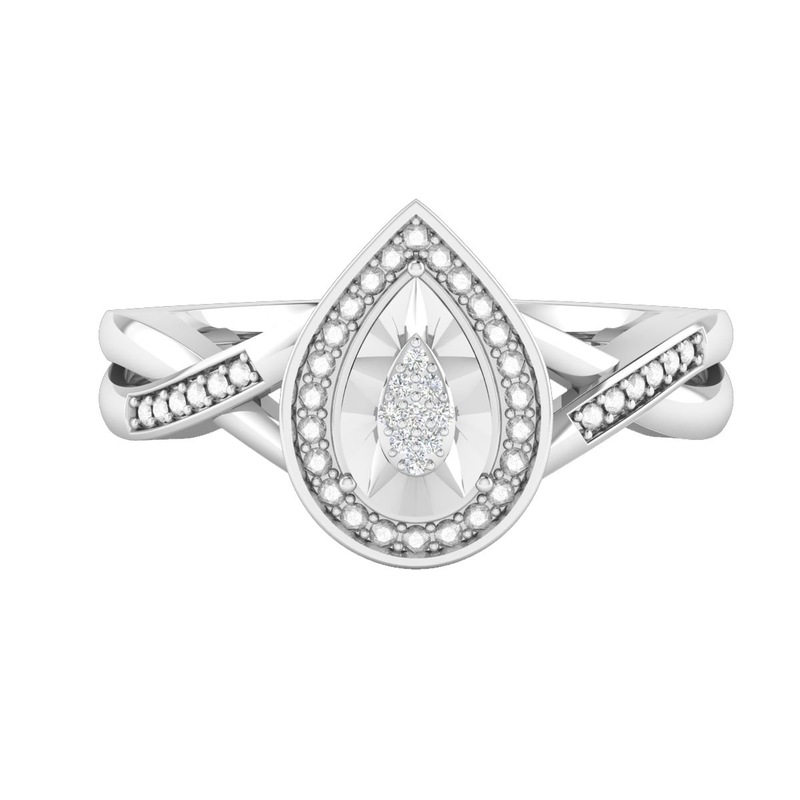 Buy Bevilles Diamond Set Crossover Ring in Sterling Silver - MyDeal