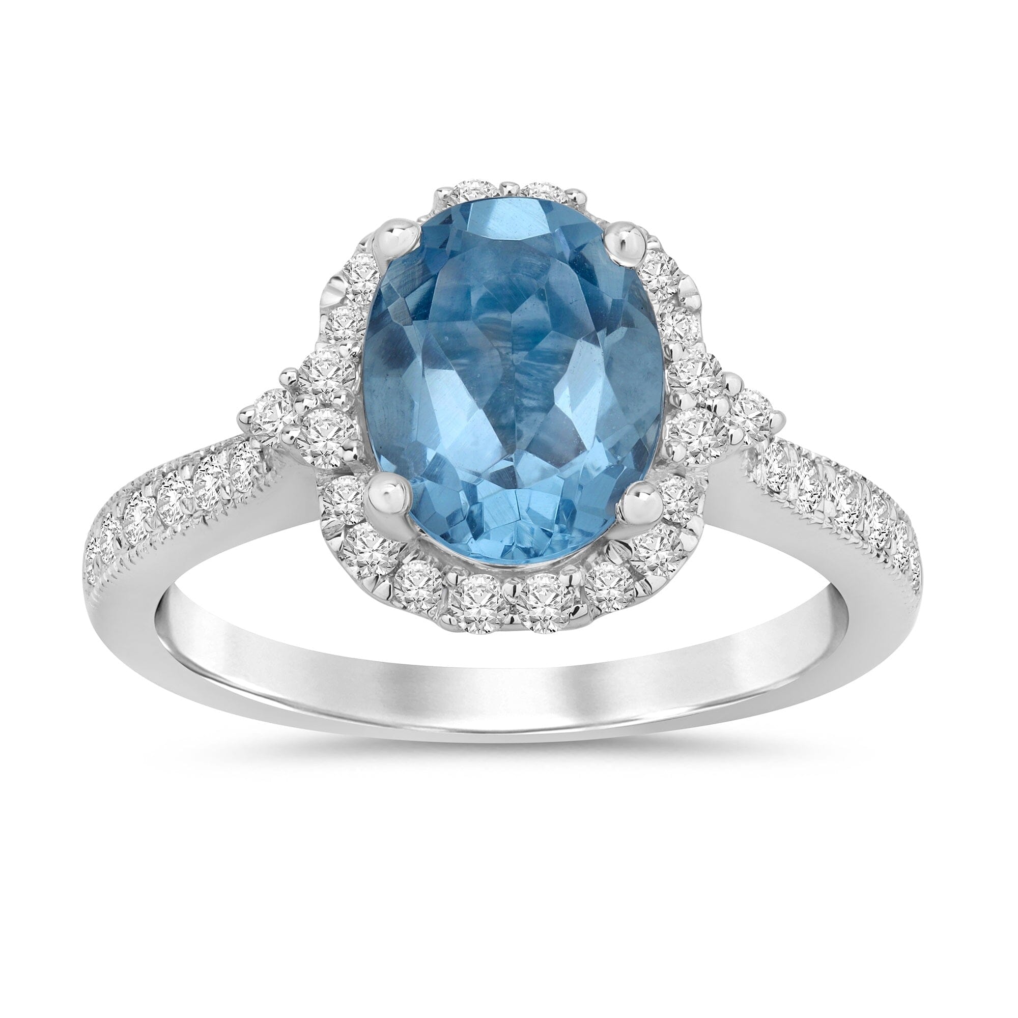 Buy Bevilles Facets of Love Oval Created Aquamarine Ring with 1/3ct of ...