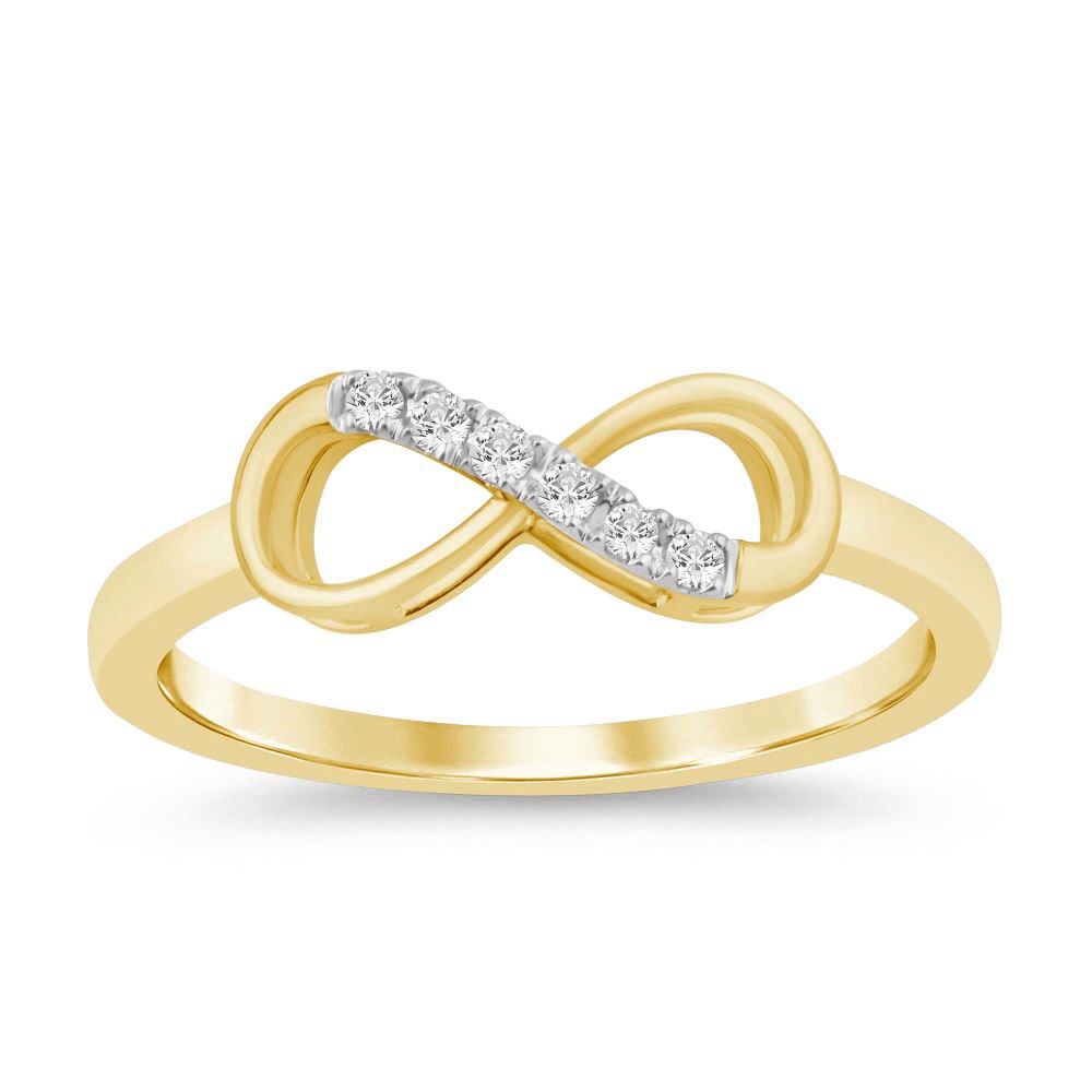 Buy Bevilles Infinity Shape Ring with 0.05ct of Diamonds in 9ct Yellow ...