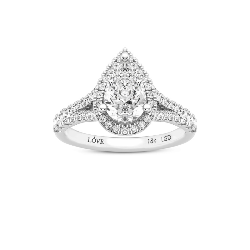 Buy Bevilles Love by Michelle Beville Pear Halo Ring with 1.50ct of ...