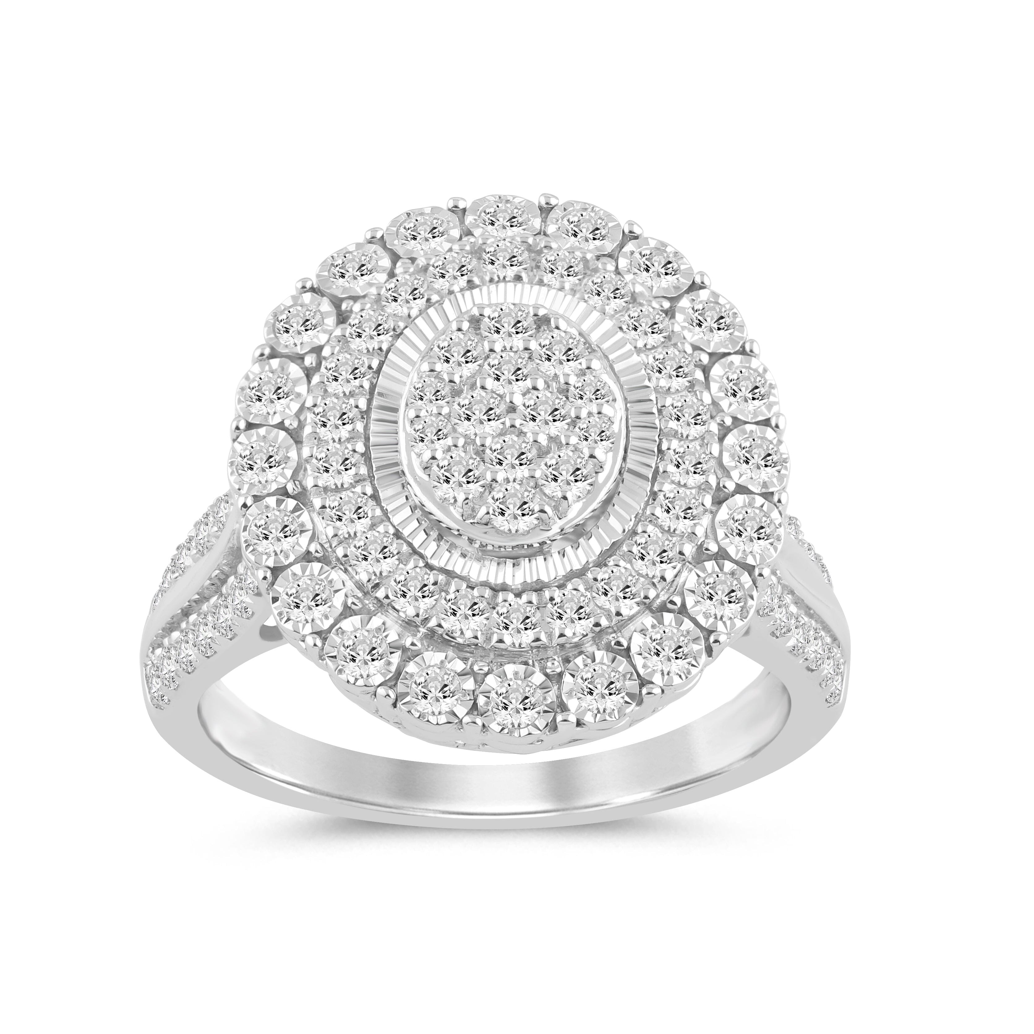 Buy Bevilles Miracle Surround Halo Oval Shaped Ring with 1.00ct of ...