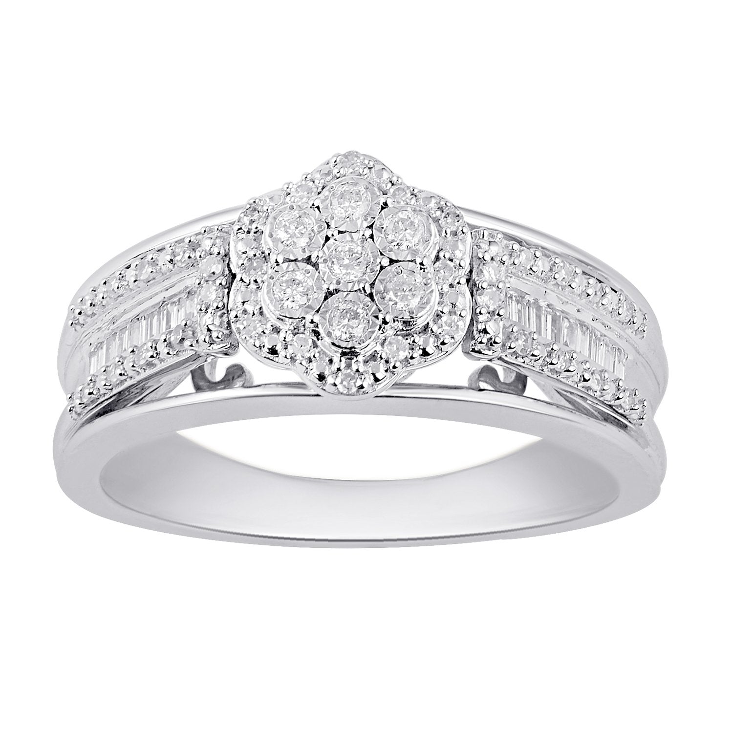 Buy Bevilles Mirage Flower Ring with 1/4ct of Diamonds in Sterling ...