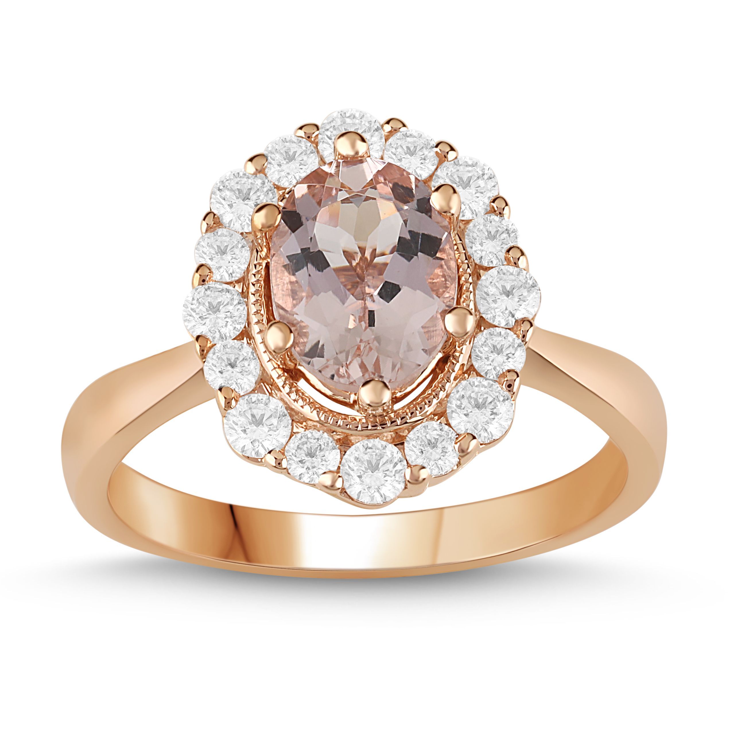 Buy Bevilles Morganite Ring with 1/2ct of Diamonds in 9ct Rose Gold ...