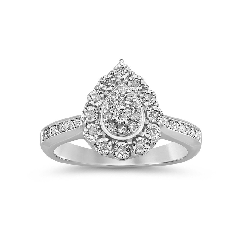 Buy Bevilles Pear Shape Composite Ring with 0.15ct of Diamonds in ...