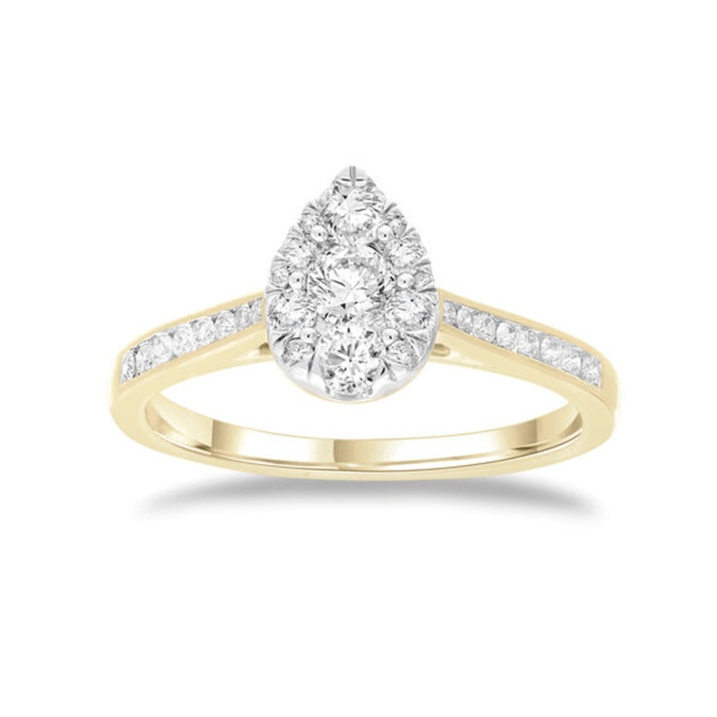 Buy Bevilles Pear Shape Ring with 0.60ct of Diamonds in 9ct Yellow Gold ...
