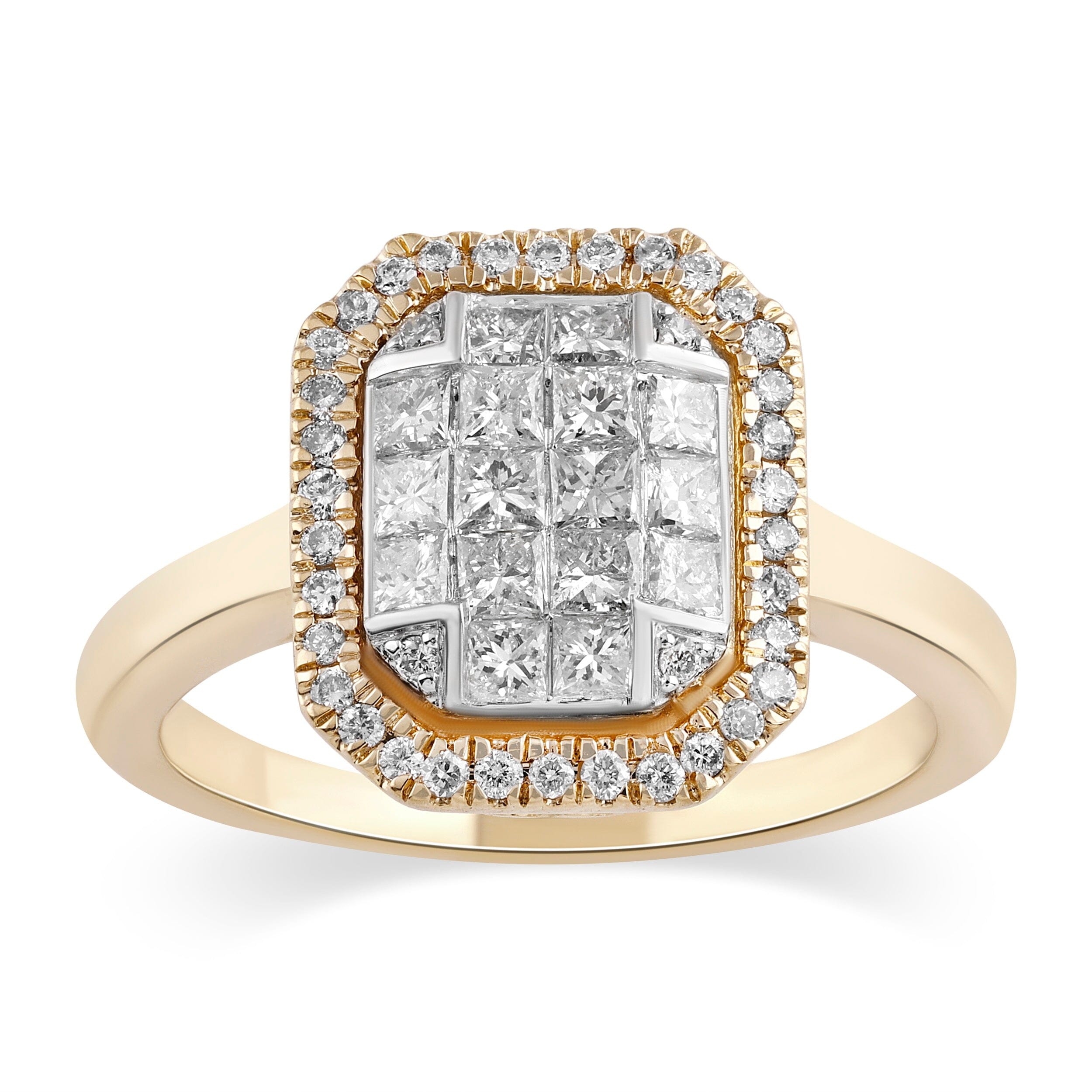 Buy Bevilles Princessa Emerald Shape Ring with 3/4ct of Diamonds in ...