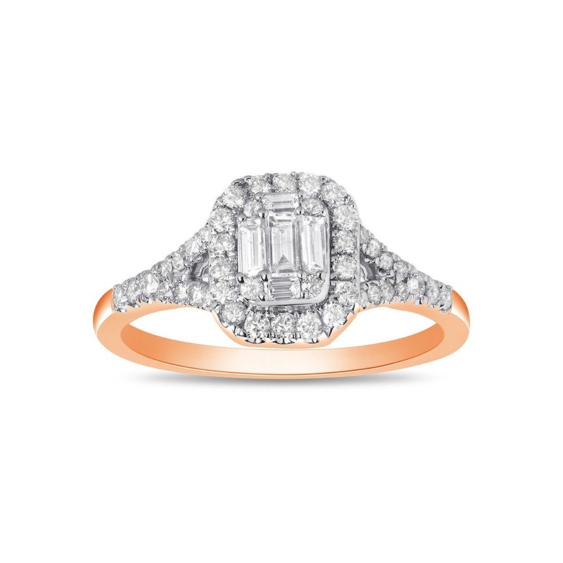 Buy Bevilles Surround Ring with 1/2ct of Diamonds in 9ct Rose Gold - MyDeal