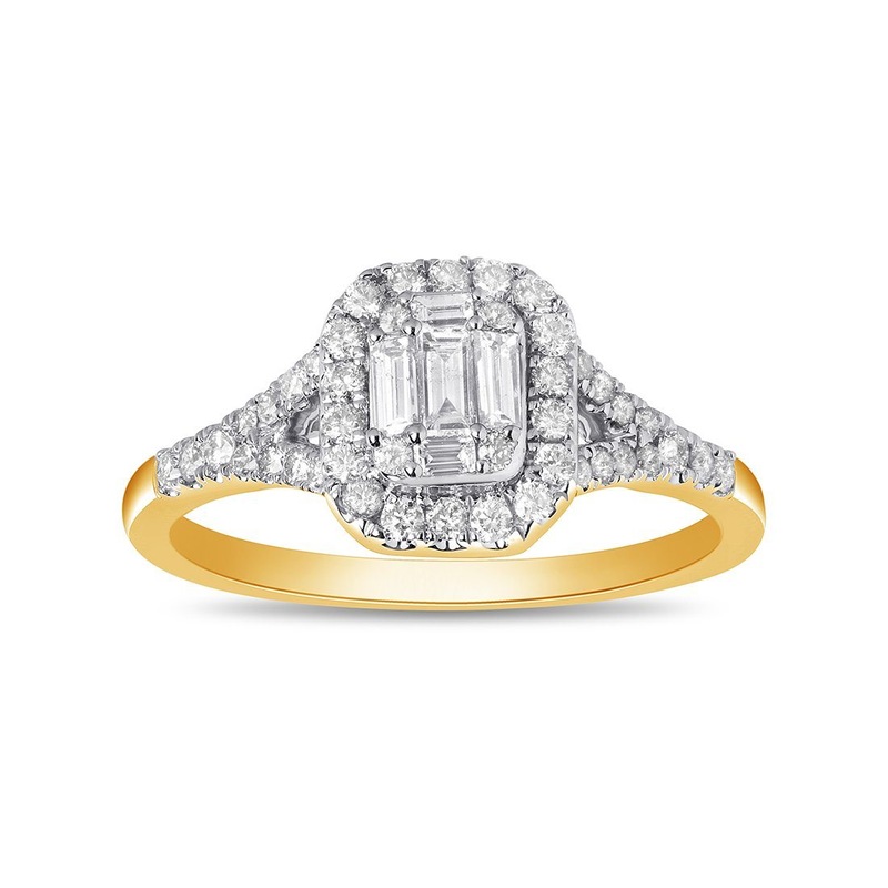 Buy Bevilles Surround Ring with 1/2ct of Diamonds in 9ct Yellow Gold ...