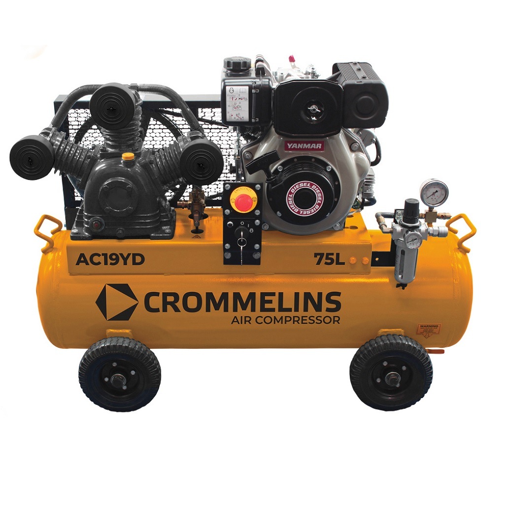 Buy Diesel Air Compressor Yanmar 4.7HP 19.1cfm 145PSI 75L Tank Cast ...