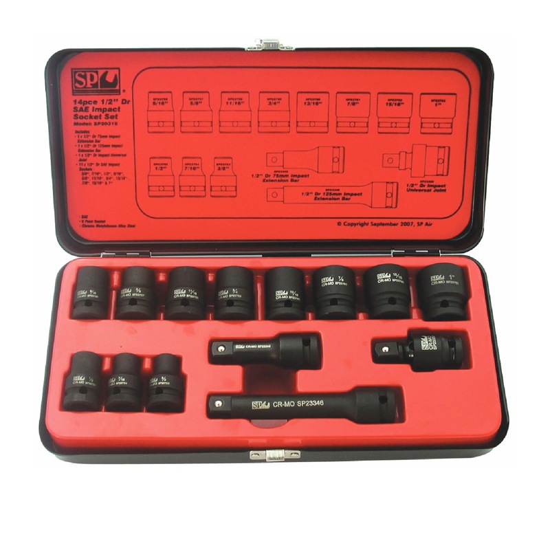 Buy SP Tools 1/2"DR IMPACT SOCKET SET - 6PT SAE - 14PC SP20315 - MyDeal