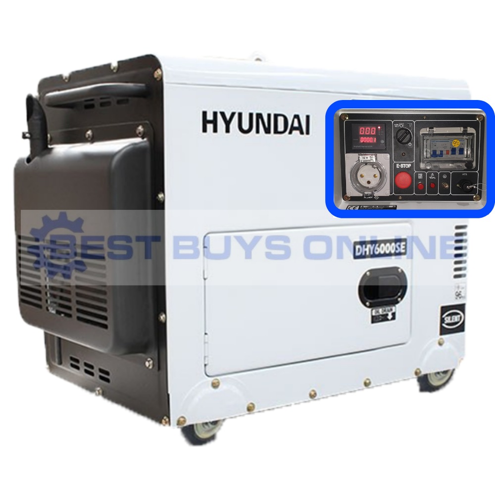 Buy Portable Diesel Generator 6.5kVA 10HP Hyundai Silenced Elec Start ...