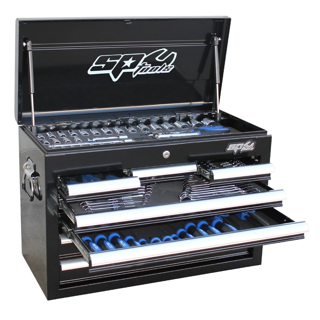 Buy SP Tools Kit 138 pc 7 Drawer Tool Box Black Tool Cabinet Custom ...