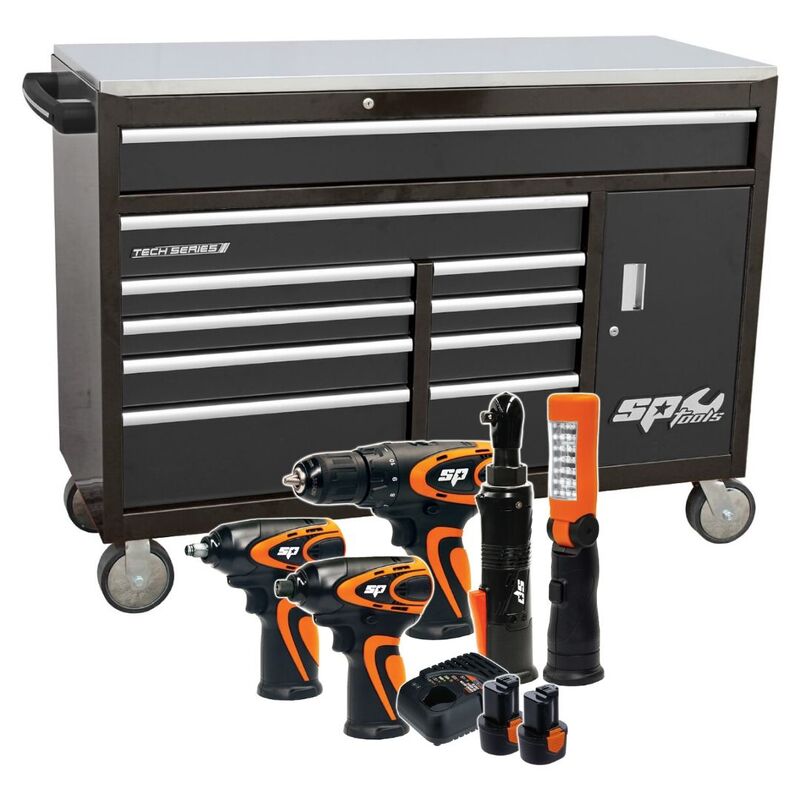 Buy SP Tool Box 10 Drawer Roller Cabinet SP40091 Bonus 12V Power Tools ...