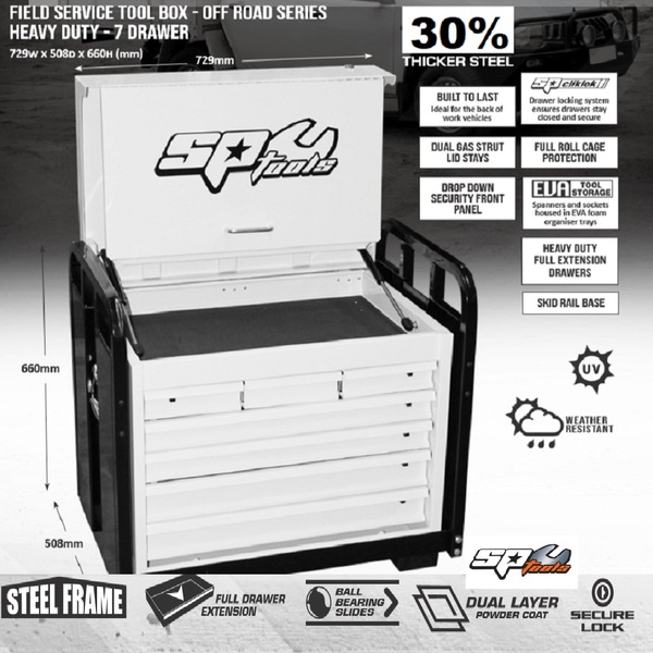 Buy SP Tools Box 30% Thicker Steel Toolbox Truck Off Road 7 Drawer ...