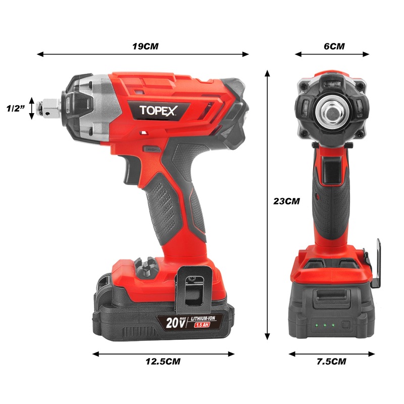 Buy Topex 2 In 1 20v Cordless Impact Wrench Driver 1 2 W Sockets