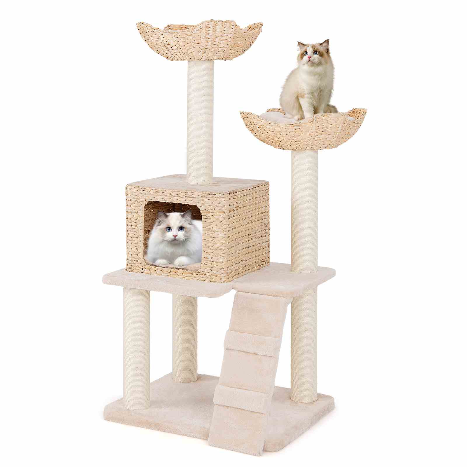 Buy Costway 122CM Wooden Cat Scratching Post w/Dangling Balls & Hand ...