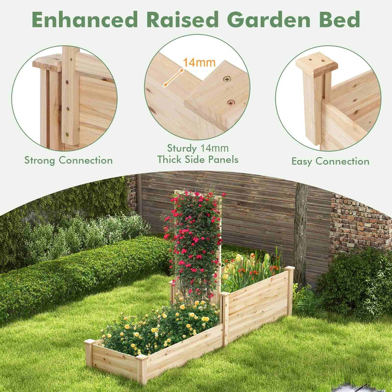 Buy Costway 2 Tier Wooden Raised Garden Bed Elevated Planter Box W