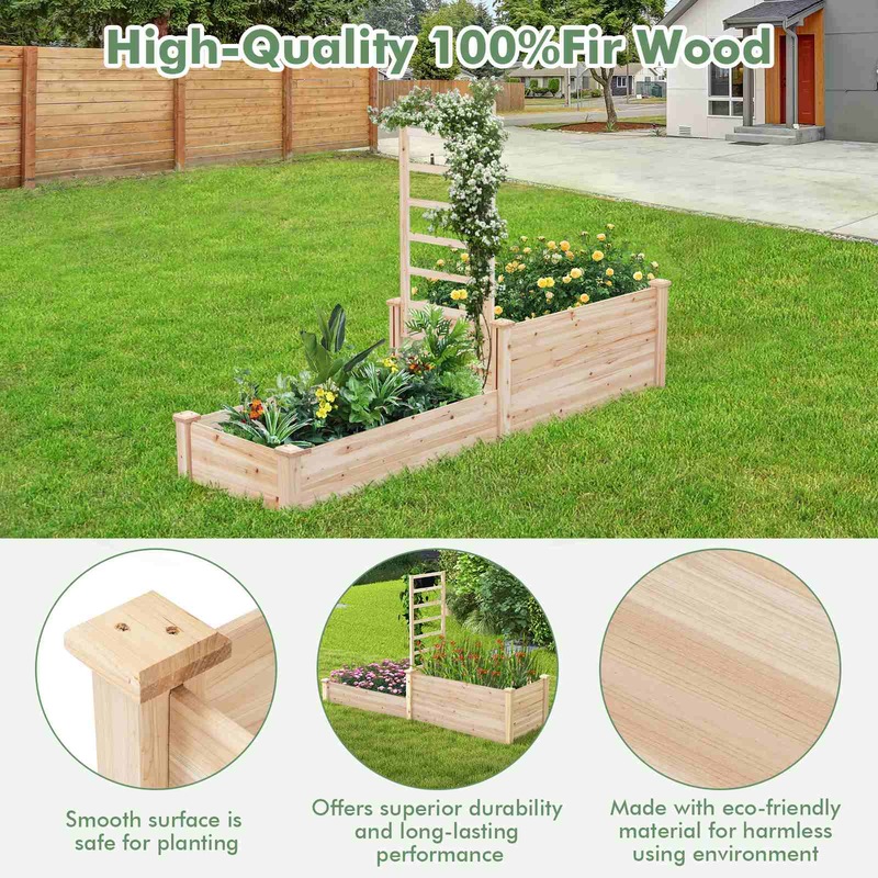 Buy Costway 2 Tier Wooden Raised Garden Bed Elevated Planter Box W