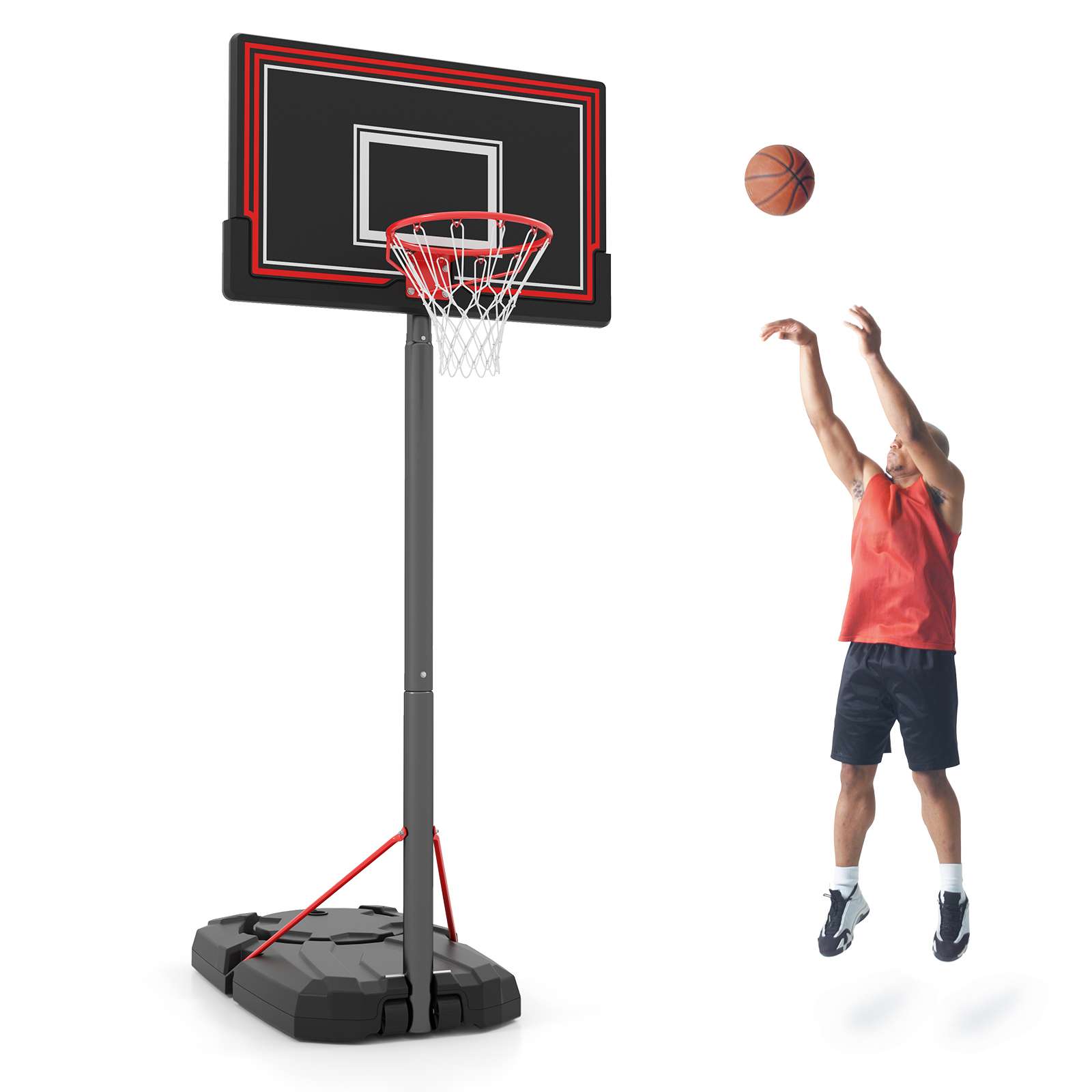 Buy Costway 3.05M Outdoor Adjustable Basketball Hoop Stand Portable Rim ...