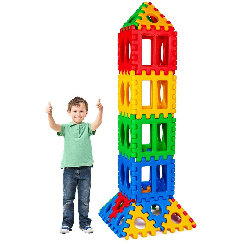 Buy Costway 32 Pieces Big Waffle Block Set Educational Stacking ...