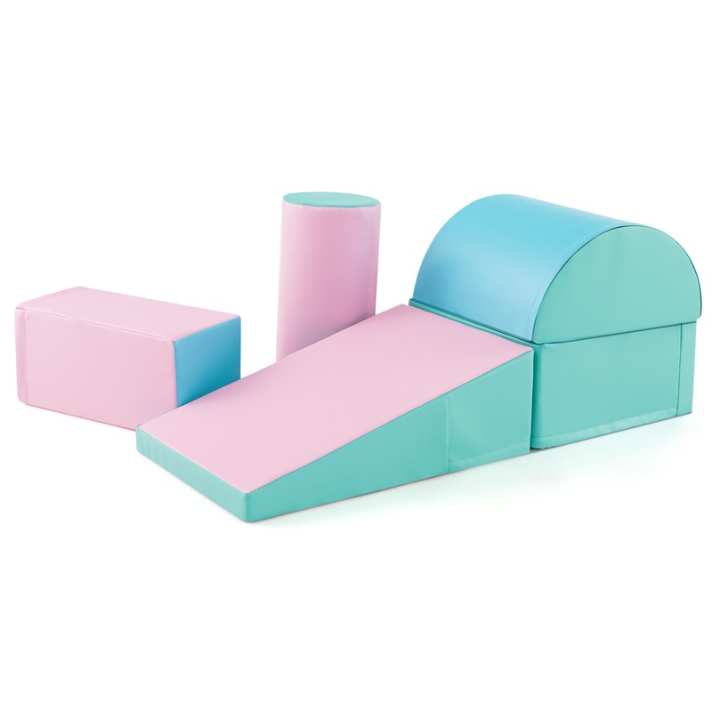 Buy Costway 5-Piece Soft Foam Blocks Kids Climb Crawl & Slide Playset ...
