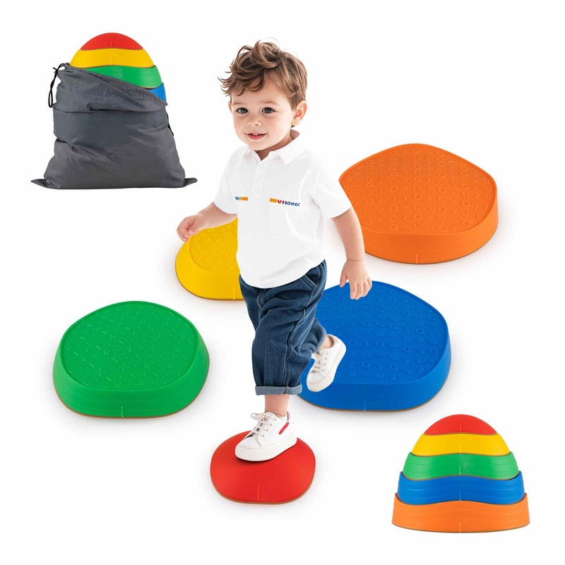 Buy Costway 5PCS Colorful Stepping Stones Stackable Balance River Stone ...