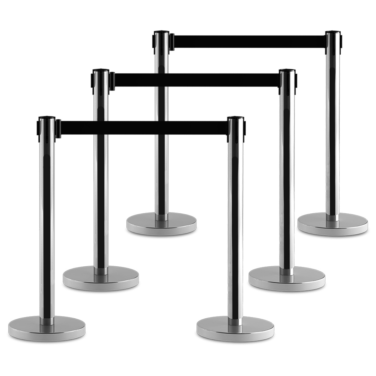Buy Costway 6pcs Stanchion Posts Stainless Steel Queue Pole Crowd ...