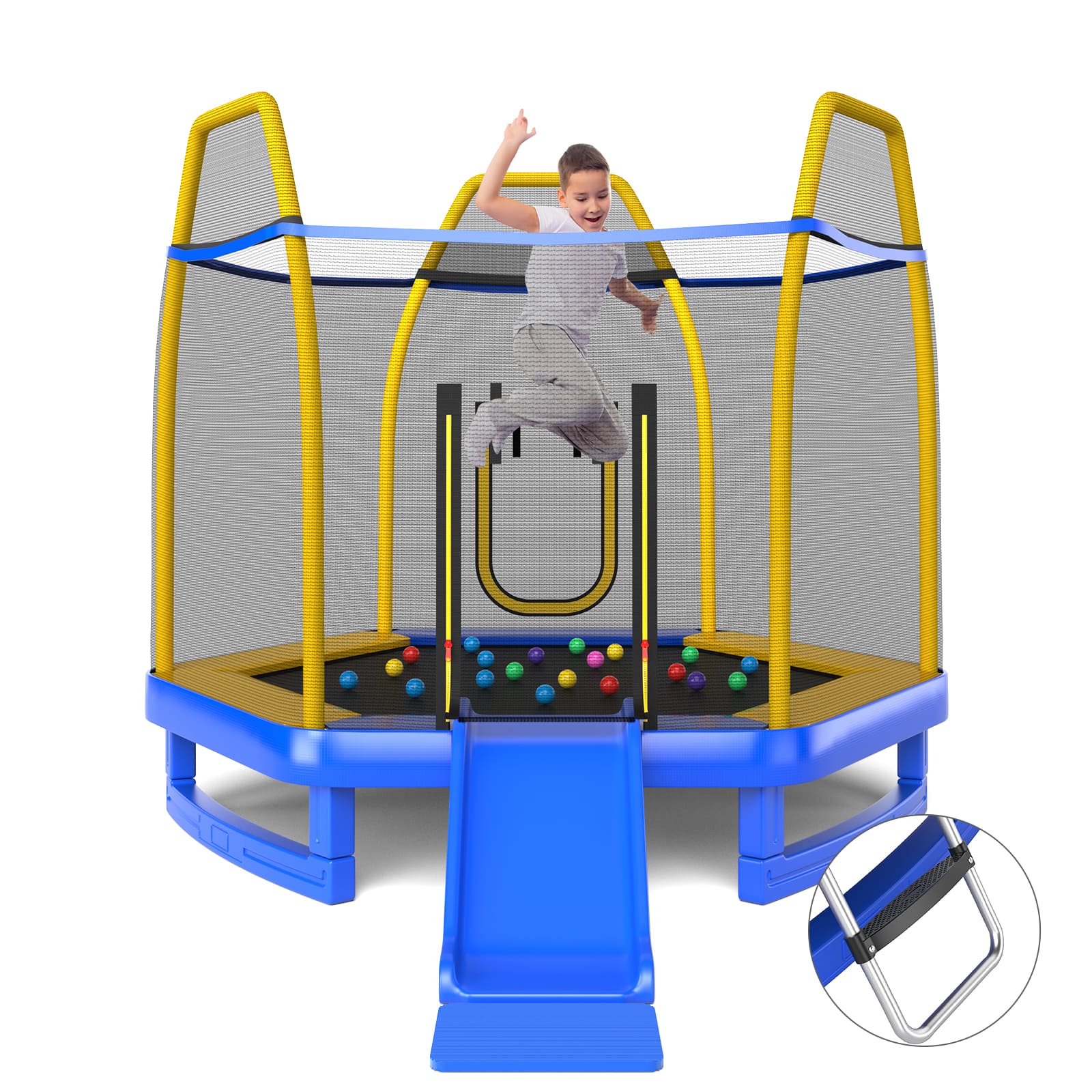 Buy Costway 7FT Round Trampoline Bouncer Jumping Rebounder Indoor ...
