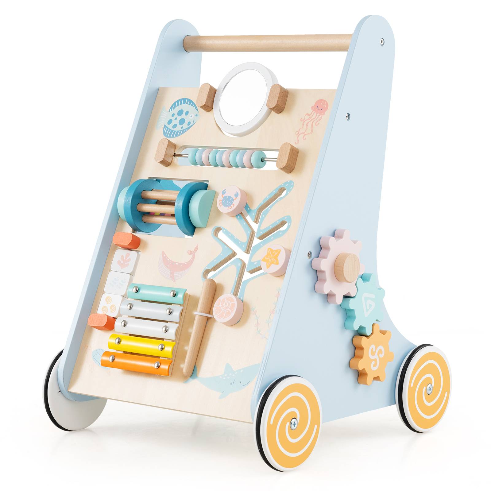 Buy Costway 8-in-1 Wooden Walker First Steps Push & Pull Learning ...